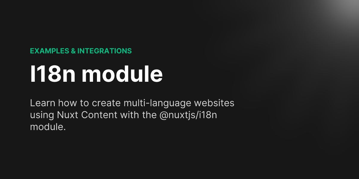 I18n module - Nuxt Content