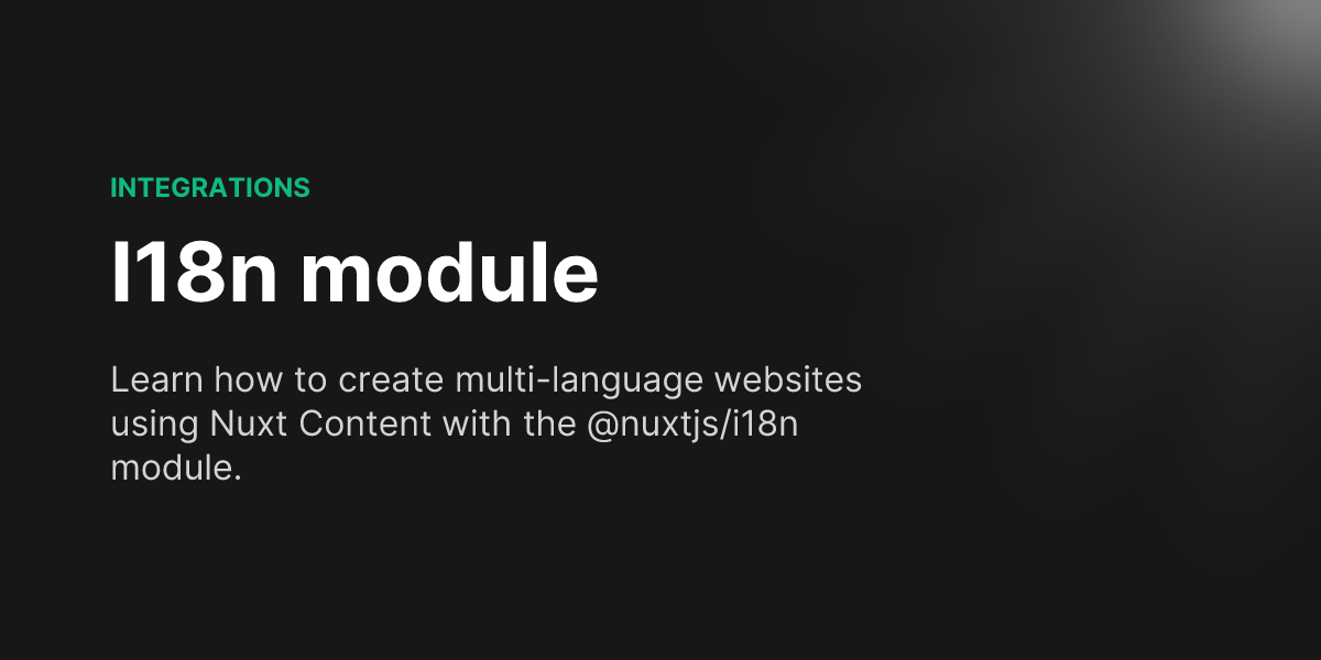 I18n module - Nuxt Content