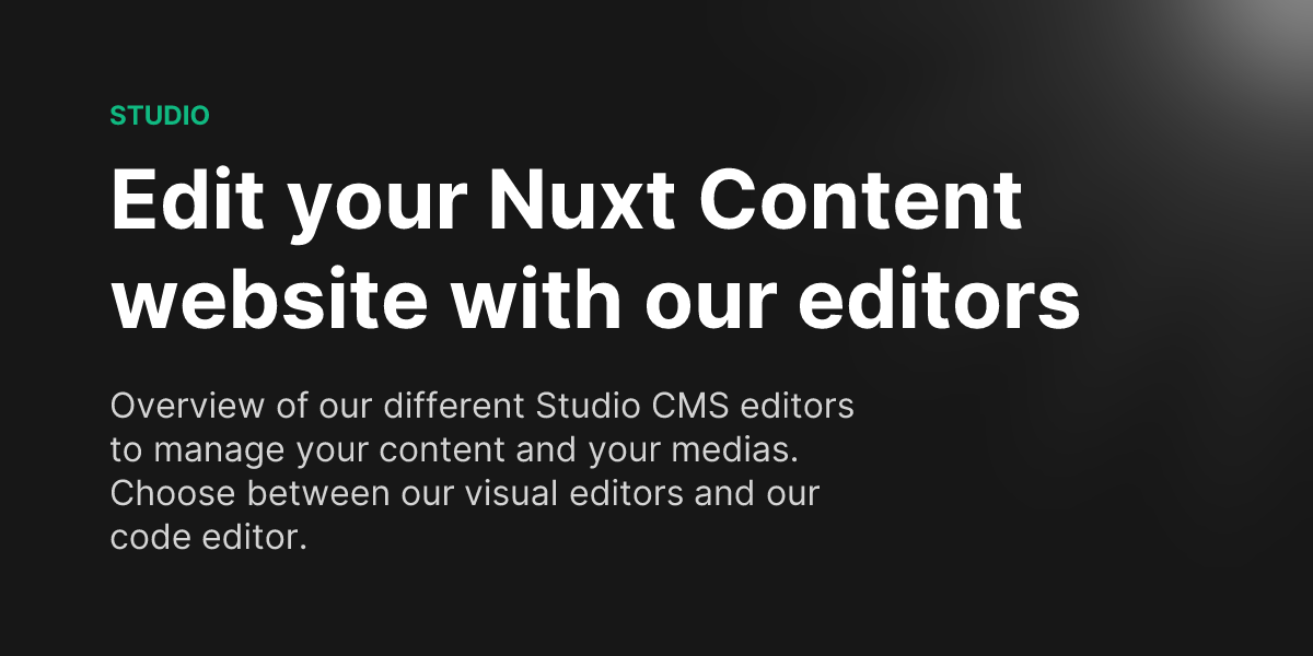 Content Editors - Nuxt Studio