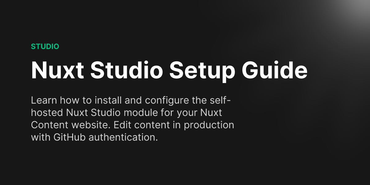 Setup - Nuxt Studio